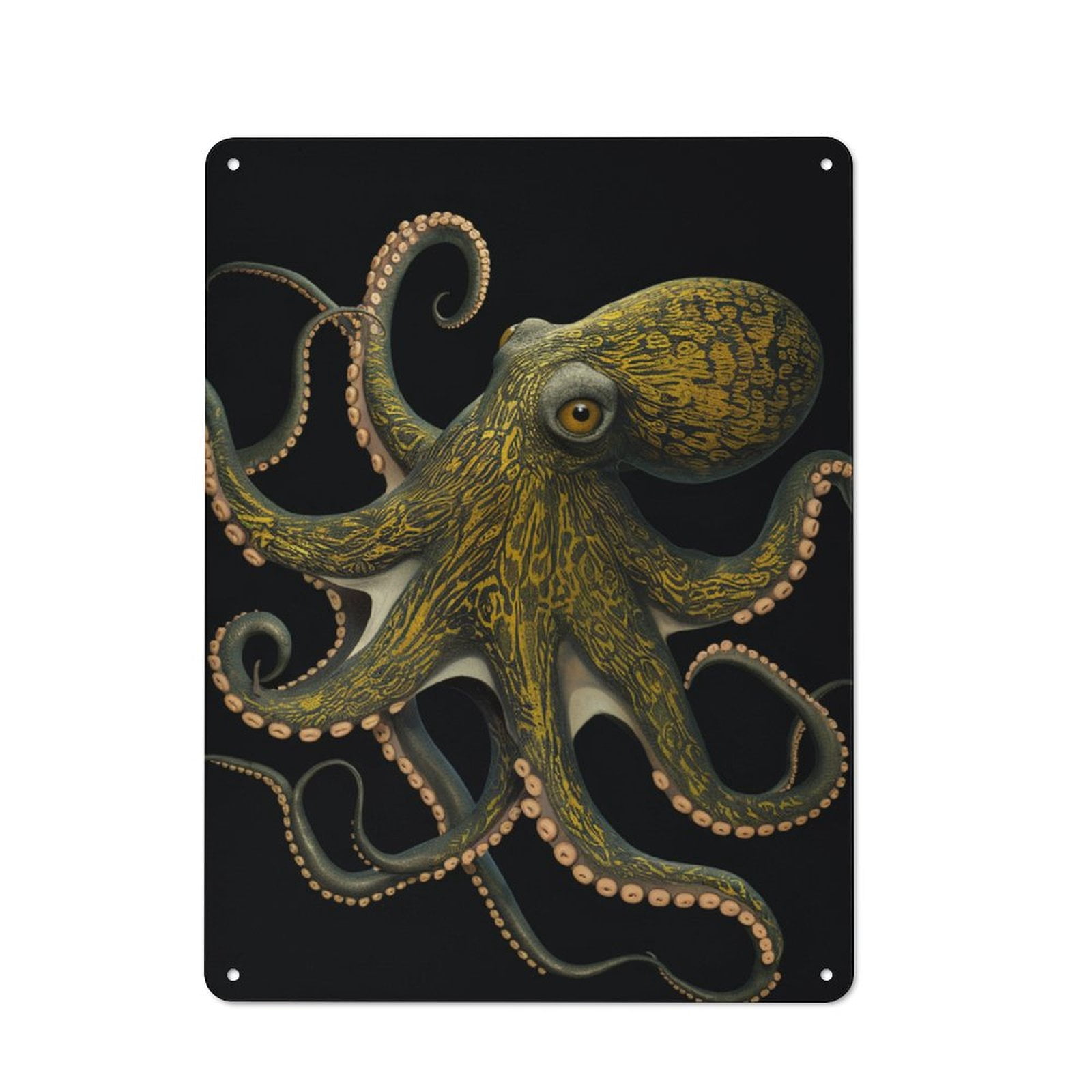 Black & Golden Octopus Metal Tin Sign - Durable Aluminum Wall Art for ...