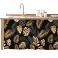 Black Golden Palm Leaf Cabinet Curtains 32"W x 55"L,Dustproof Sink ...