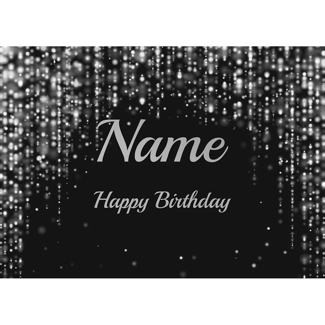 Black Golden Silver Glitters Custom Name Age Photo Backdrop Birthday ...