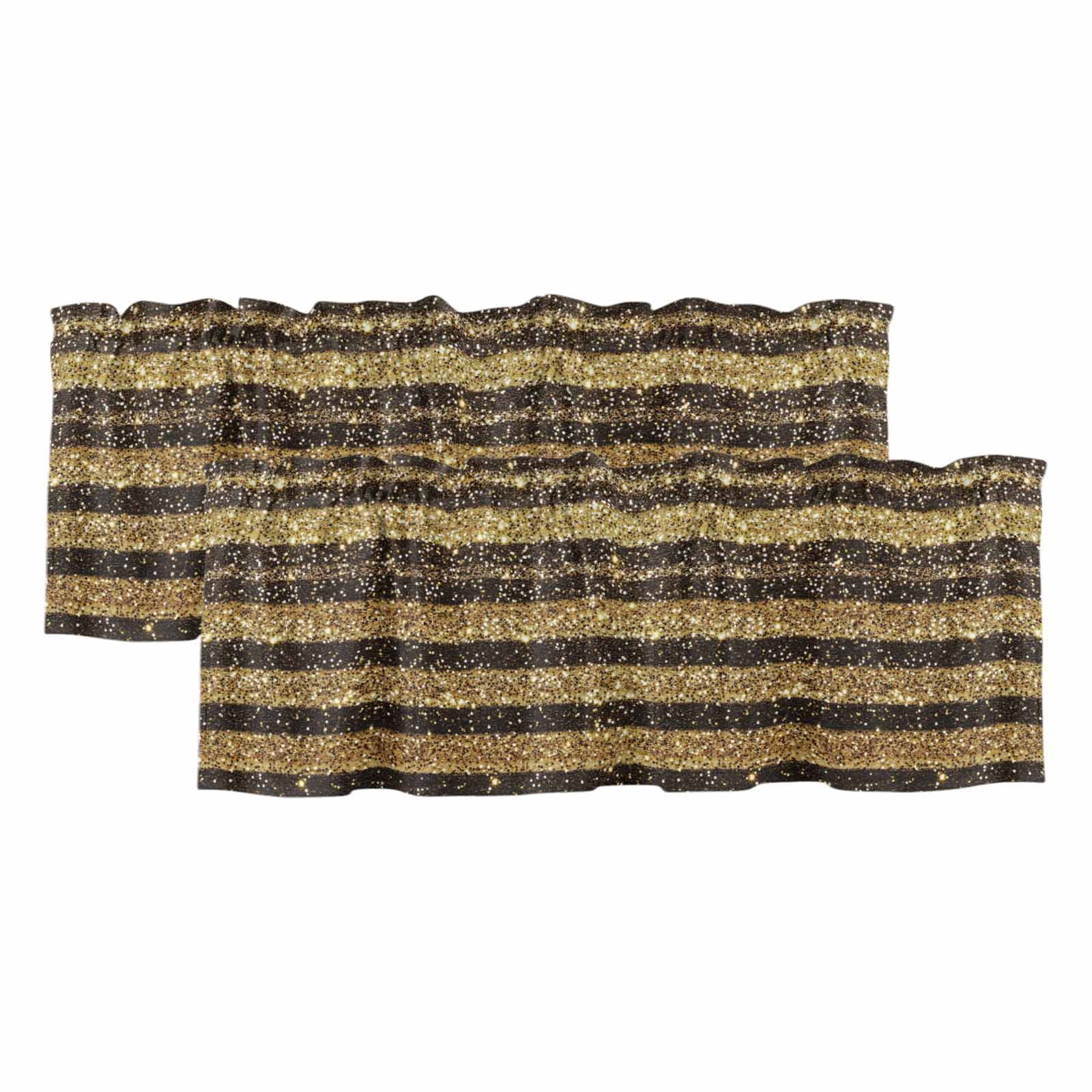Black Golden Striped Valances for Windows, Luxury Farmhouse Stripes ...