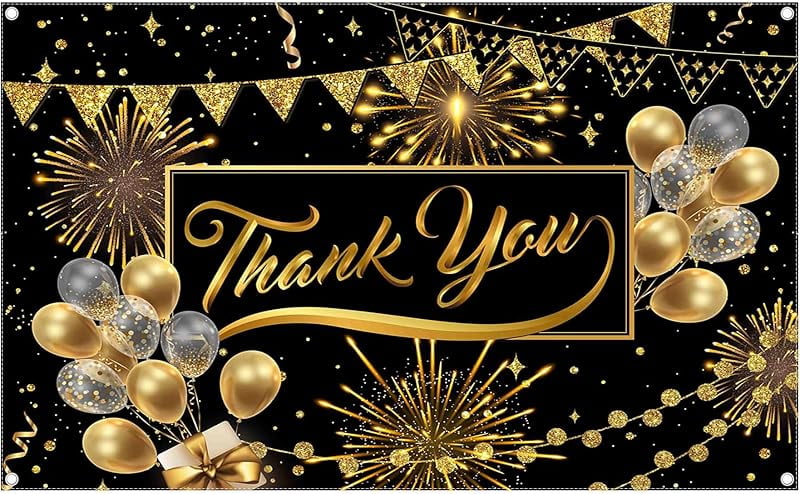 Black Golden Thank You Backdrop Employee Appreciation Banner Thanks to ...