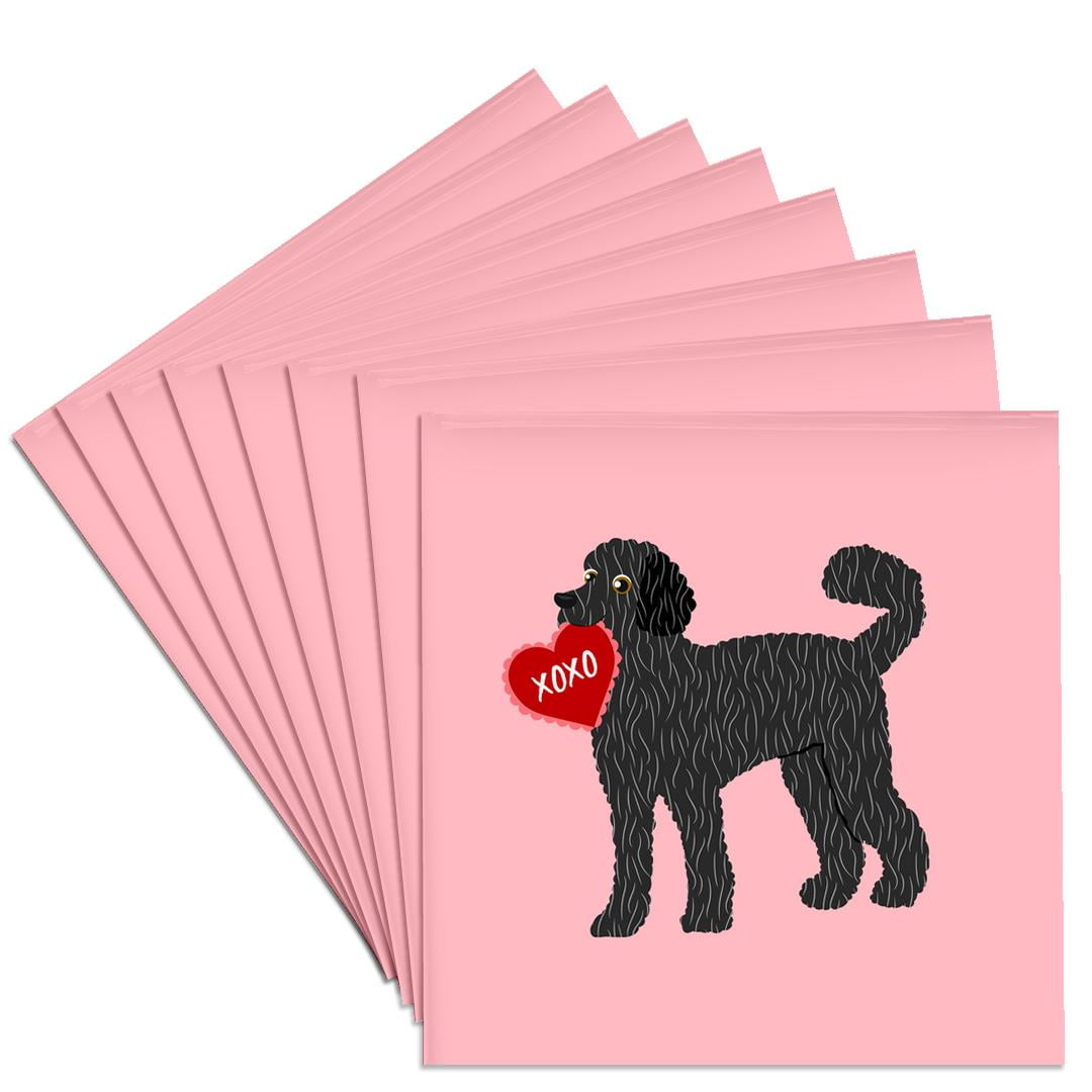 3drose, Black Goldendoodle Labradoodle Valentine Xoxo Dog, Set of 8 ...