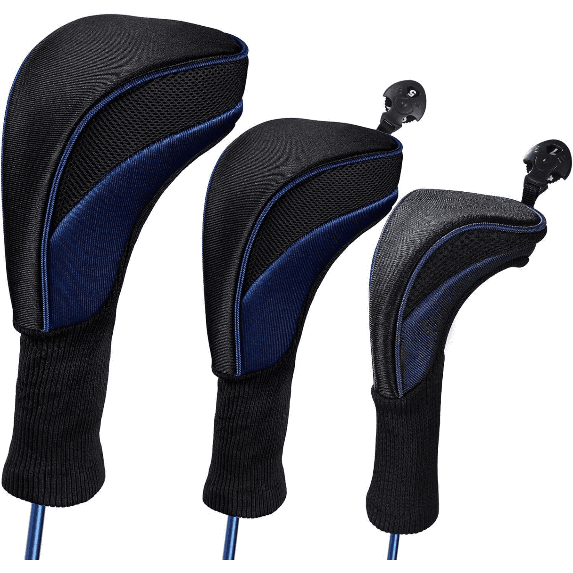 Black Golf Club Head Cover for Driver Fairway 3 Pcs Woods Headcovers ...