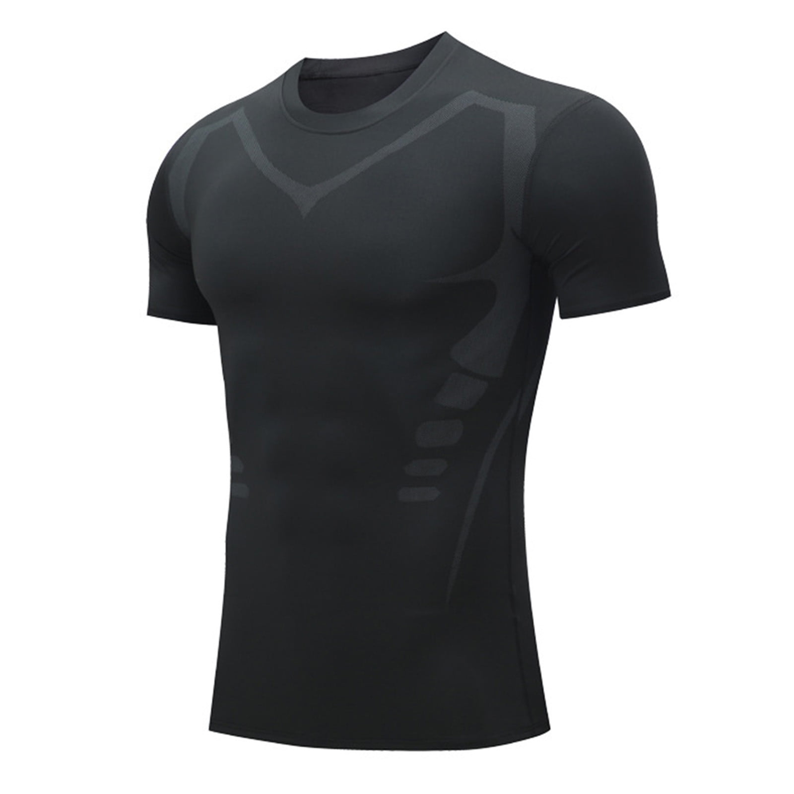 Black Golf Shirts For Men Men Compression Shirts Men Short Sleeve Base ...