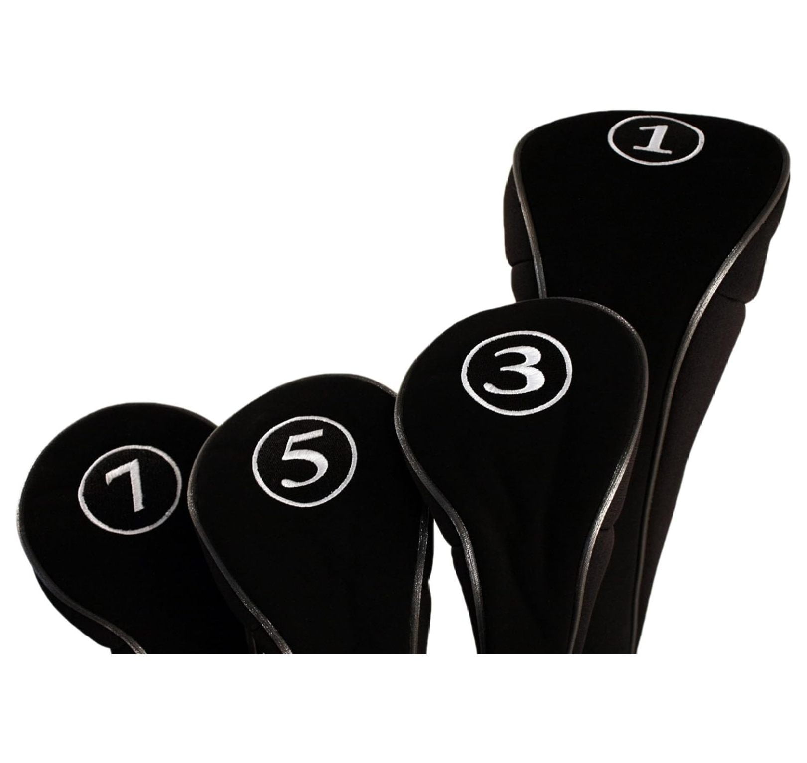 Black Golf Zipper Head Covers Driver 1 3 5 7 Fairway Woods Headcovers ...