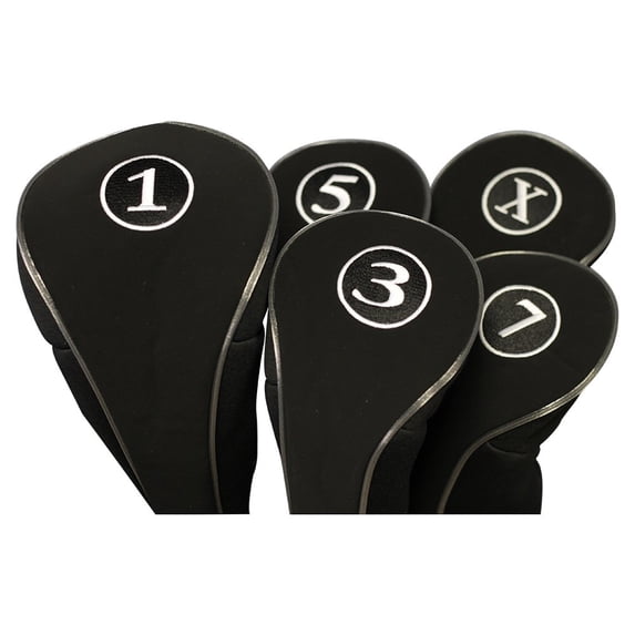 Black Golf Zipper Head Covers Driver 1 3 5 7 X Fairway Woods Headcovers ...