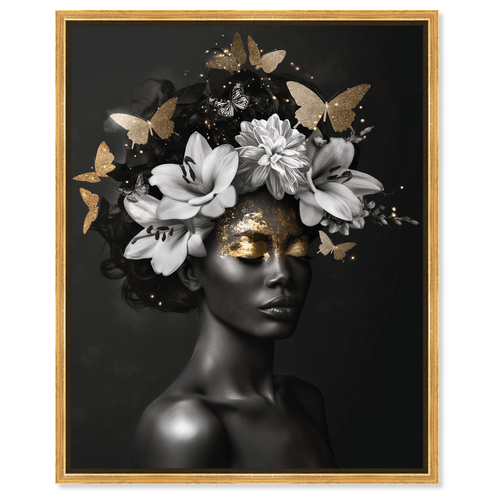 Black Gothic Canvas Glam Art by Art Remedy, Gold Frame, 20" x 24 ...