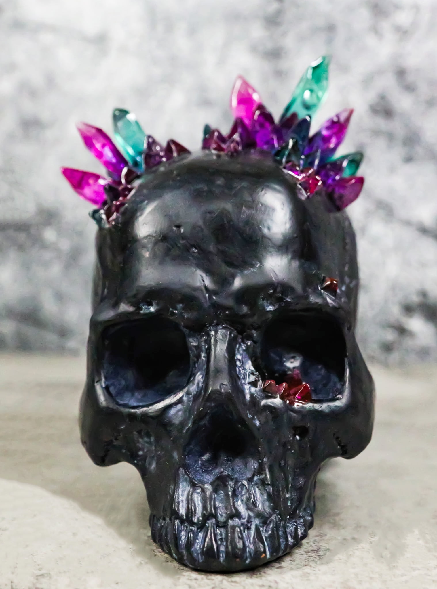 Black Gothic Macabre Spiky Two Tones Crystal Cavern Mine Cranium Skull ...