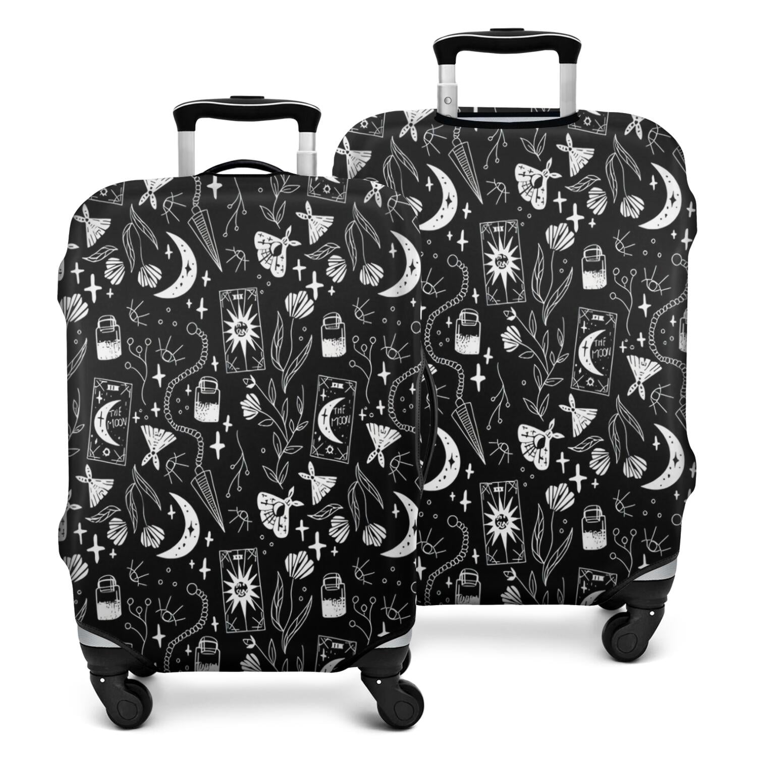 Black Gothic Moon Card Moth Pattern Luggage Cover Fashion Suitcase ...