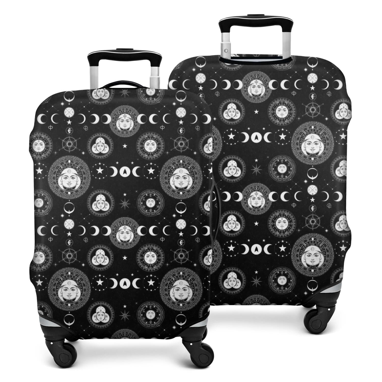 Black Gothic Moon Star Face Pattern Luggage Cover Fashion Suitcase ...