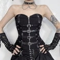 Black Gothic Punk Corset Bustier with Zipper Front, Buckle Straps ...