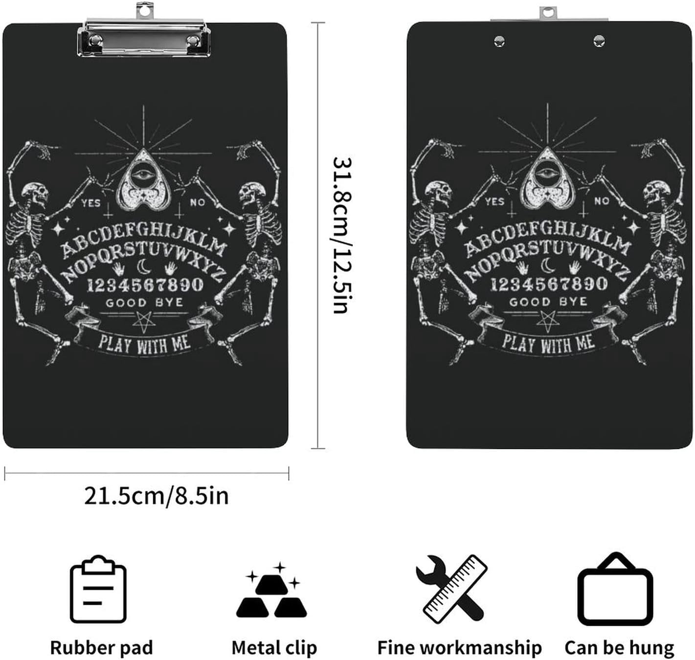 Black Gothic Skeleton Magic Witch Ouija Board Acrylic Clipboard Letter ...