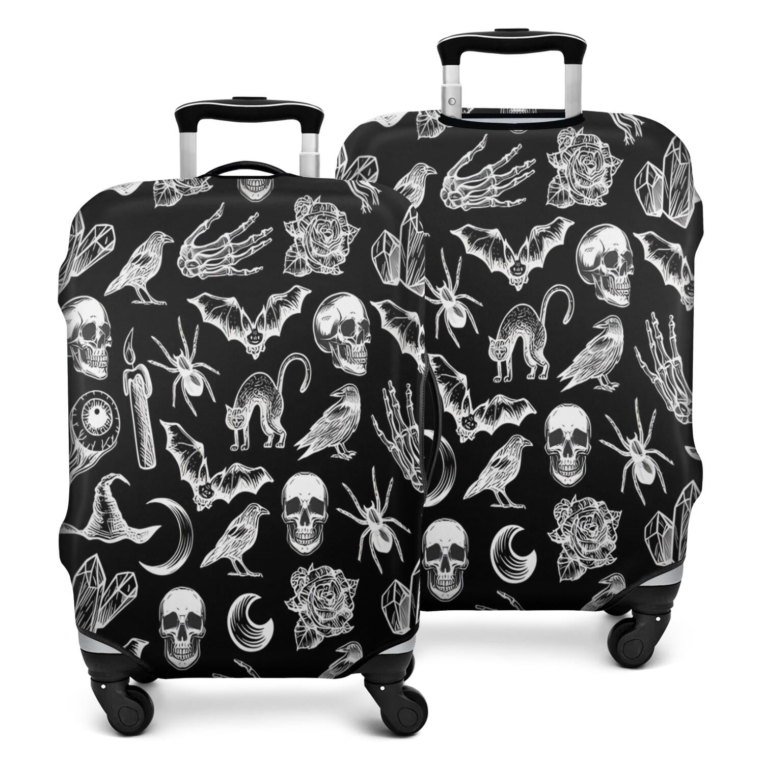 Black Gothic Skull Bat Pattern Luggage Cover Fashion Suitcase Cover ...