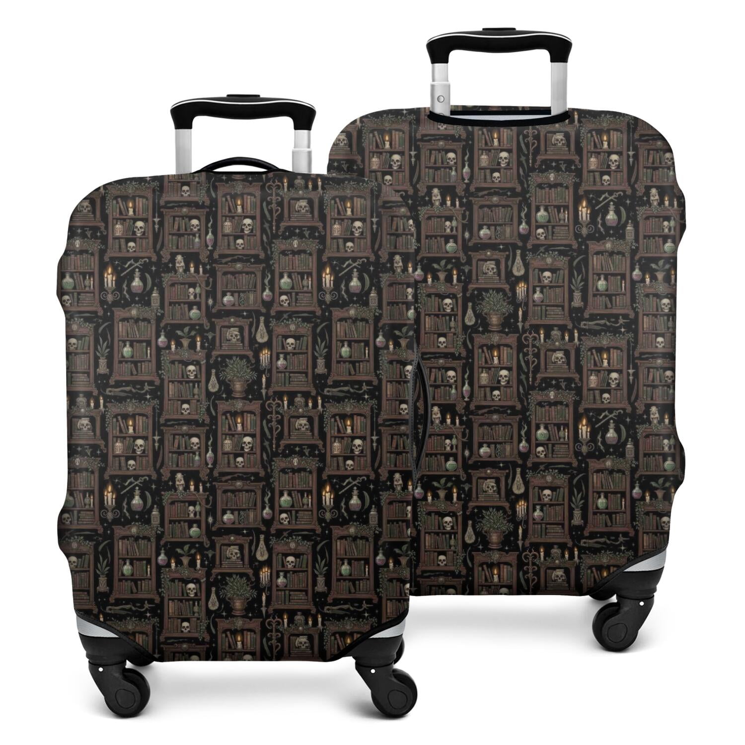 Black Gothic Skull Bookcase Pattern Luggage Cover Fashion Suitcase ...
