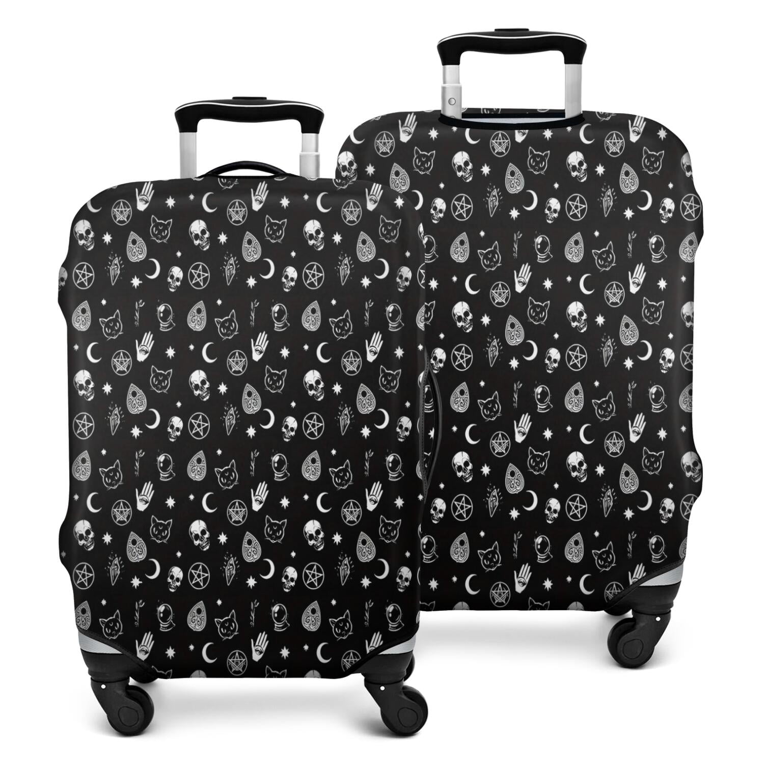 Black Gothic Skull Cat Pattern Luggage Cover Fashion Suitcase Cover ...