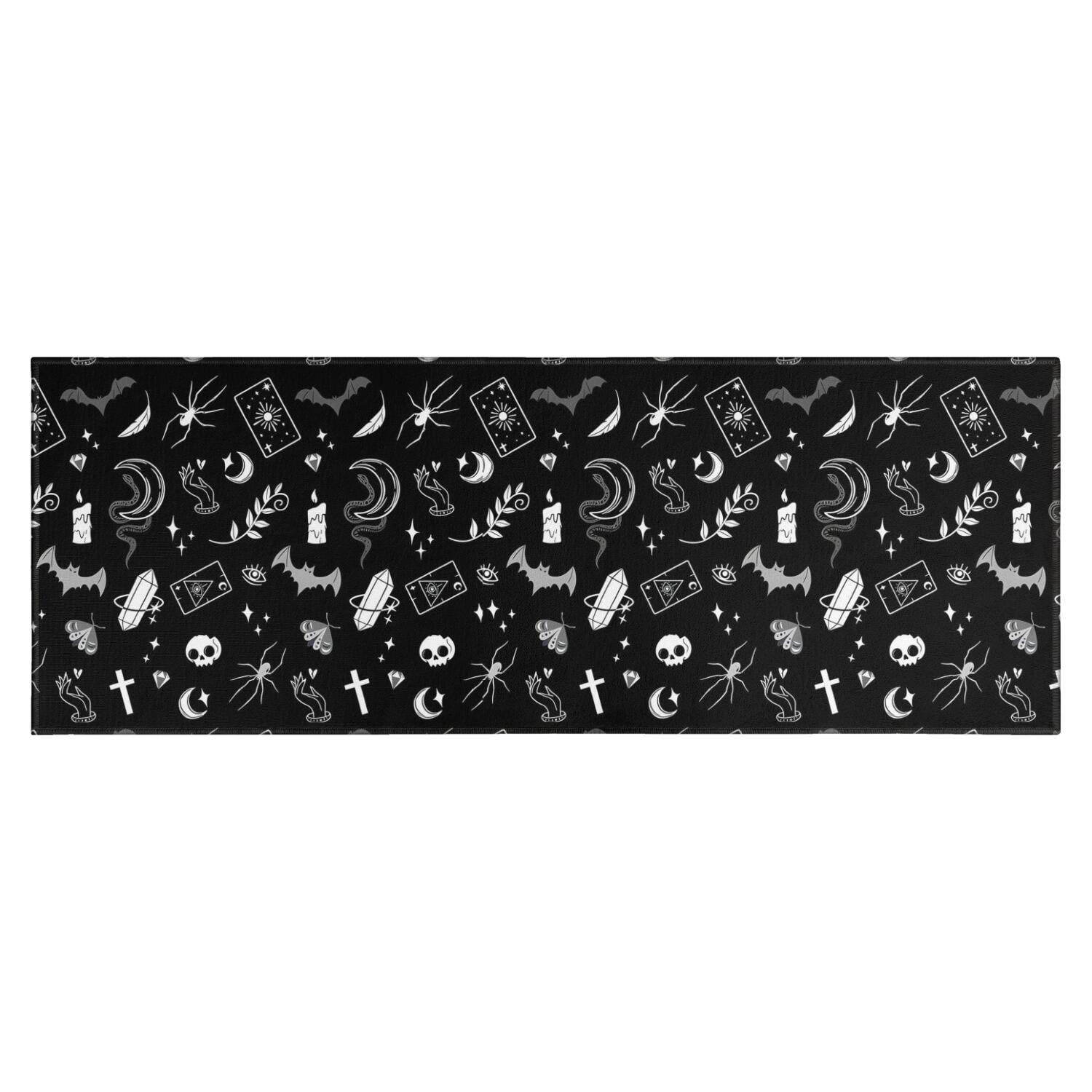 Black Gothic Skull Spider Pattern Kitchen Rug Mat,Kitchen Runner Rugs ...