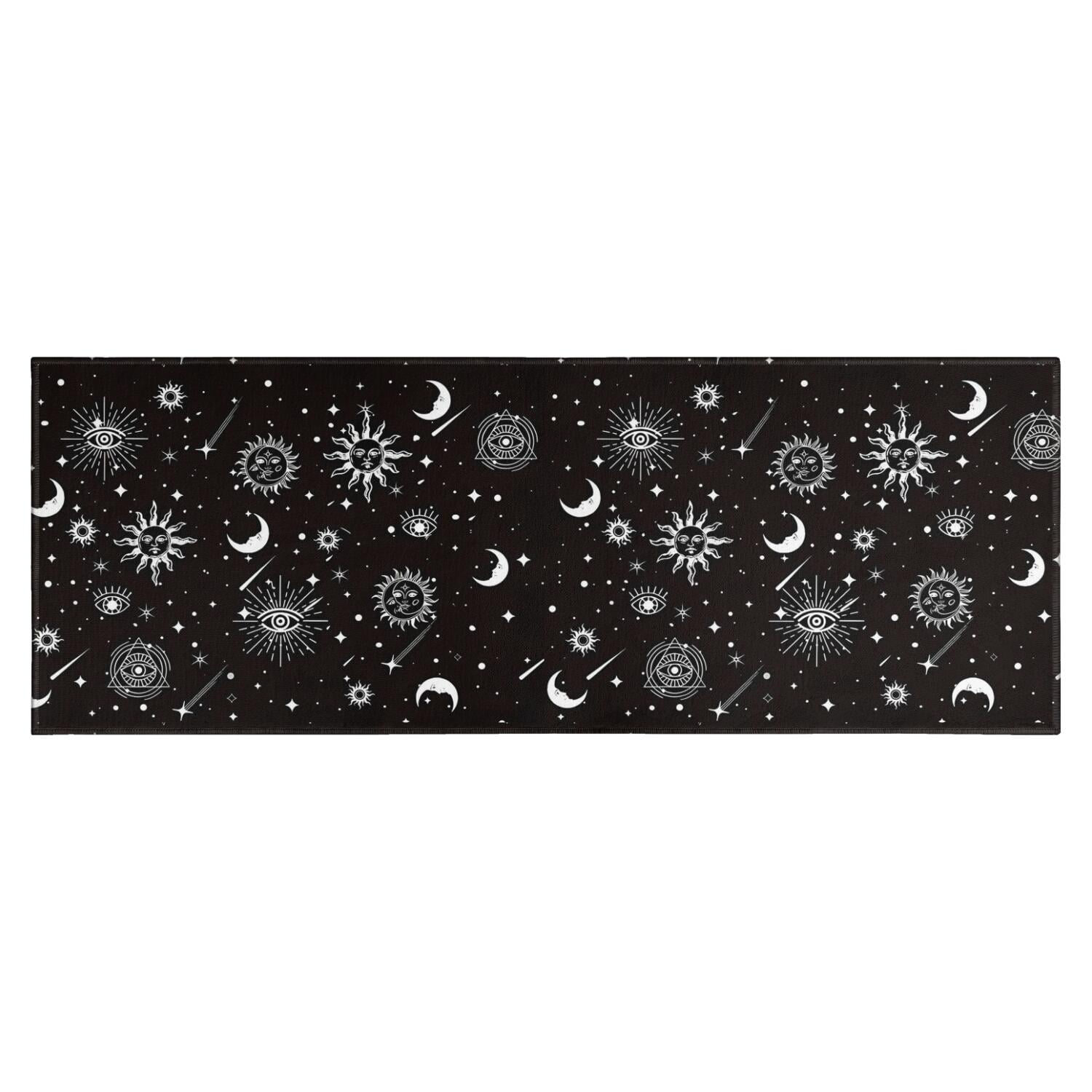 Black Gothic Sun Moon Eye Pattern Kitchen Rug Mat,Kitchen Runner Rugs ...