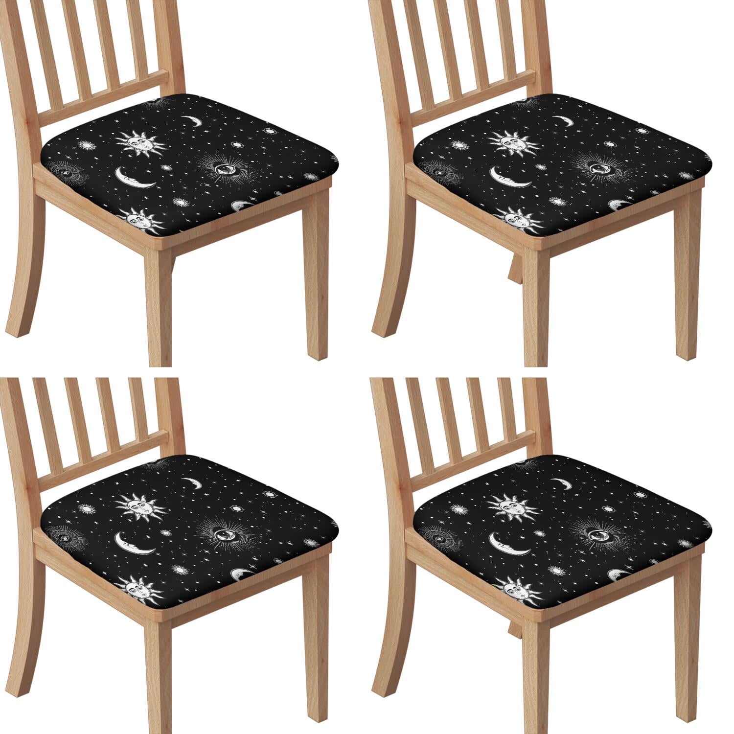 Black Gothic Sun Moon Eye Pattern Seat Covers for Dining Room Chairs ...