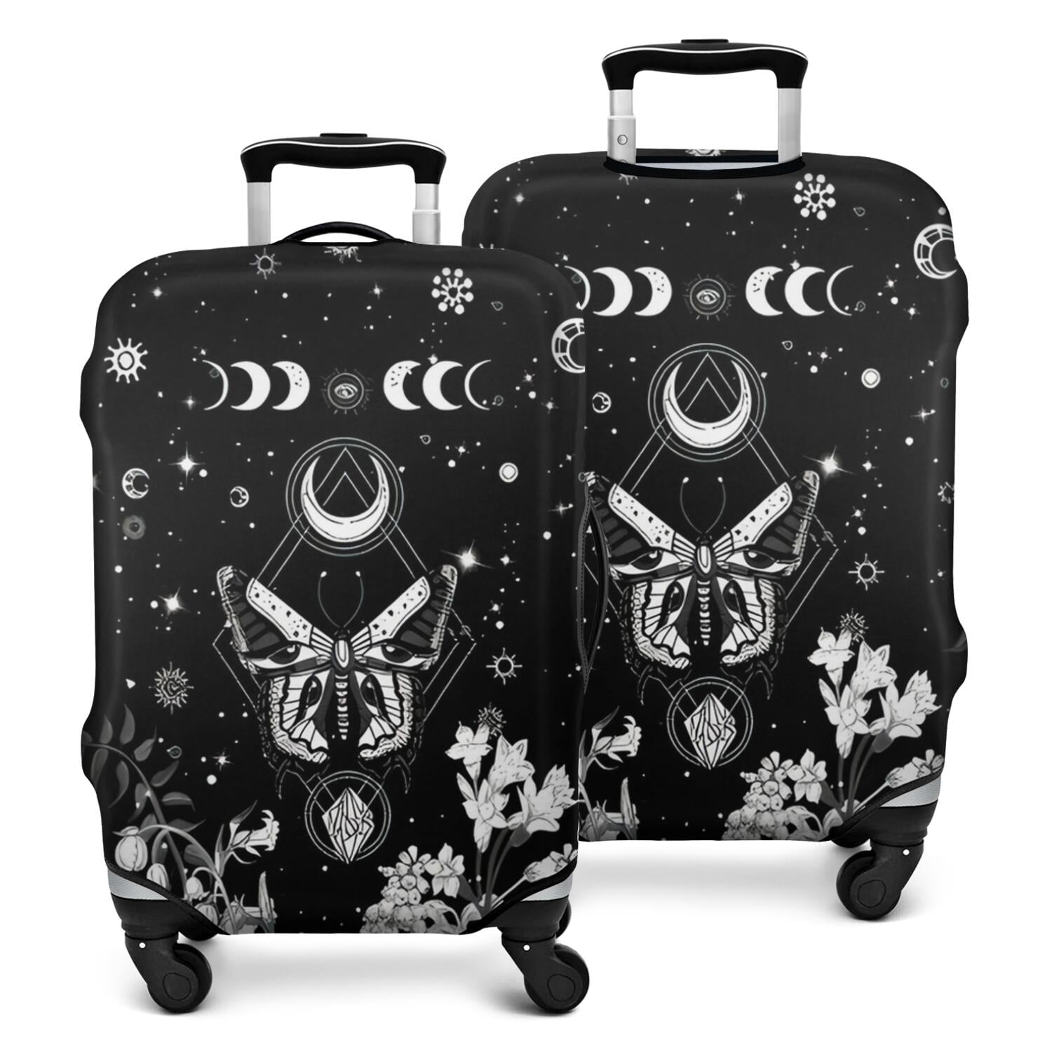Black Gothic Sun Moon Flower Pattern Luggage Cover Fashion Suitcase ...