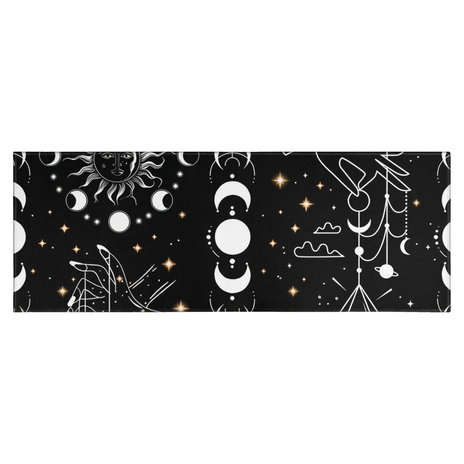 Black Gothic Sun Moon Hand Pattern Kitchen Rug Mat,Kitchen Runner Rugs ...