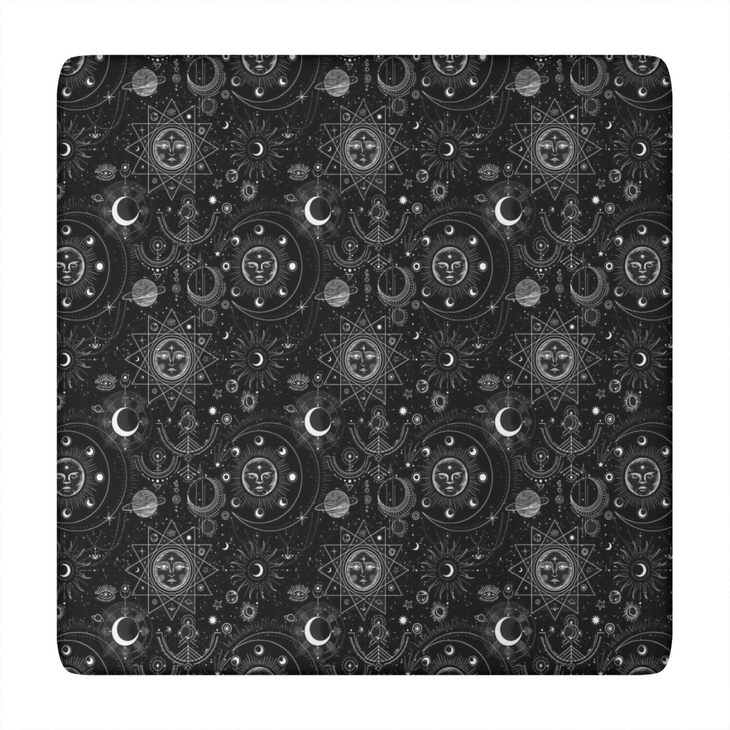 Black Gothic Sun Moon Pattern Square Fitted Tablecloth with Elastic ...