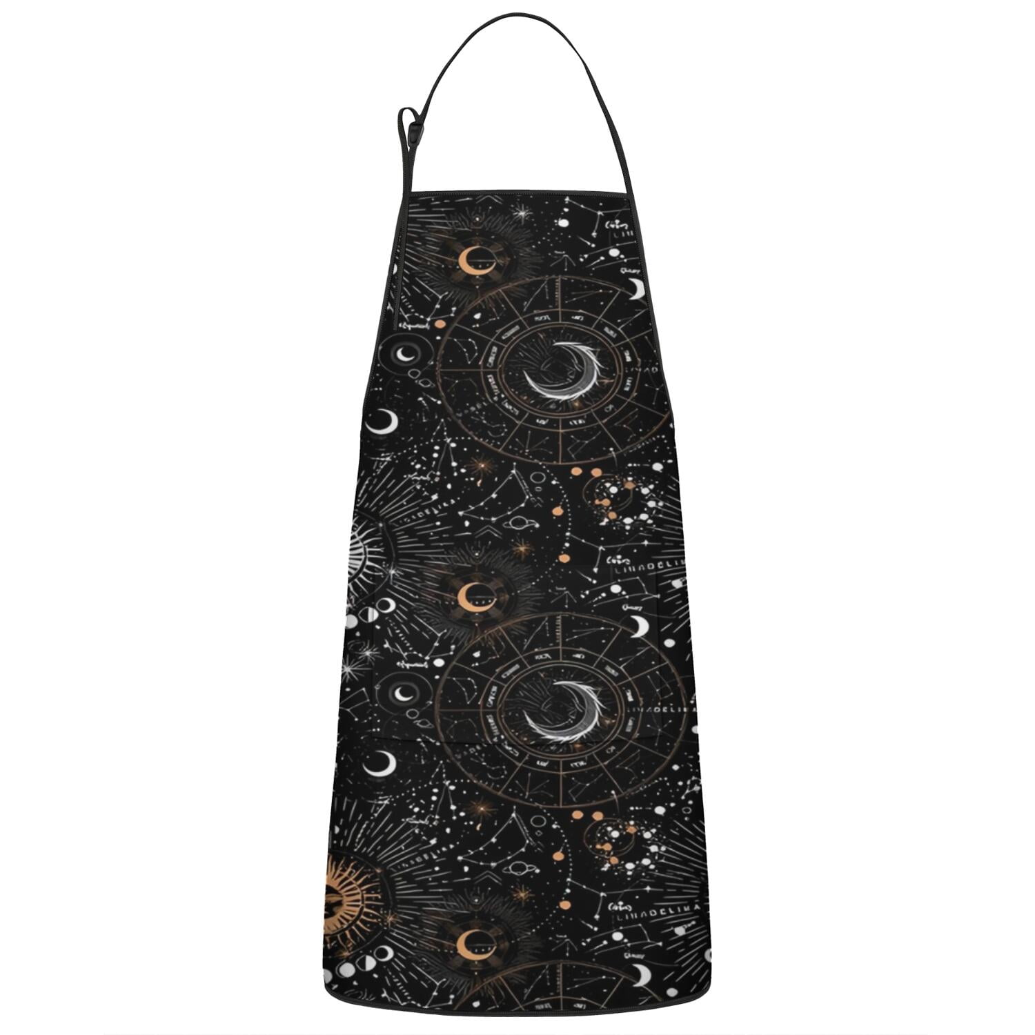 Black Gothic Sun Moon Star Pattern Apron-Garden Aprons for Women with ...