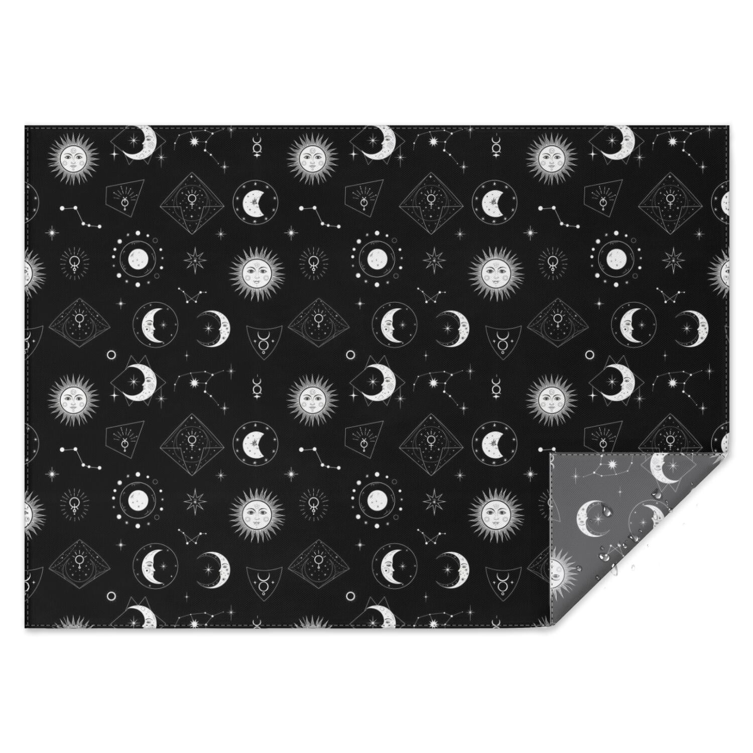 Black Gothic Sun Moon Star Pattern Rectangle Tablecloth 60"x84 ...