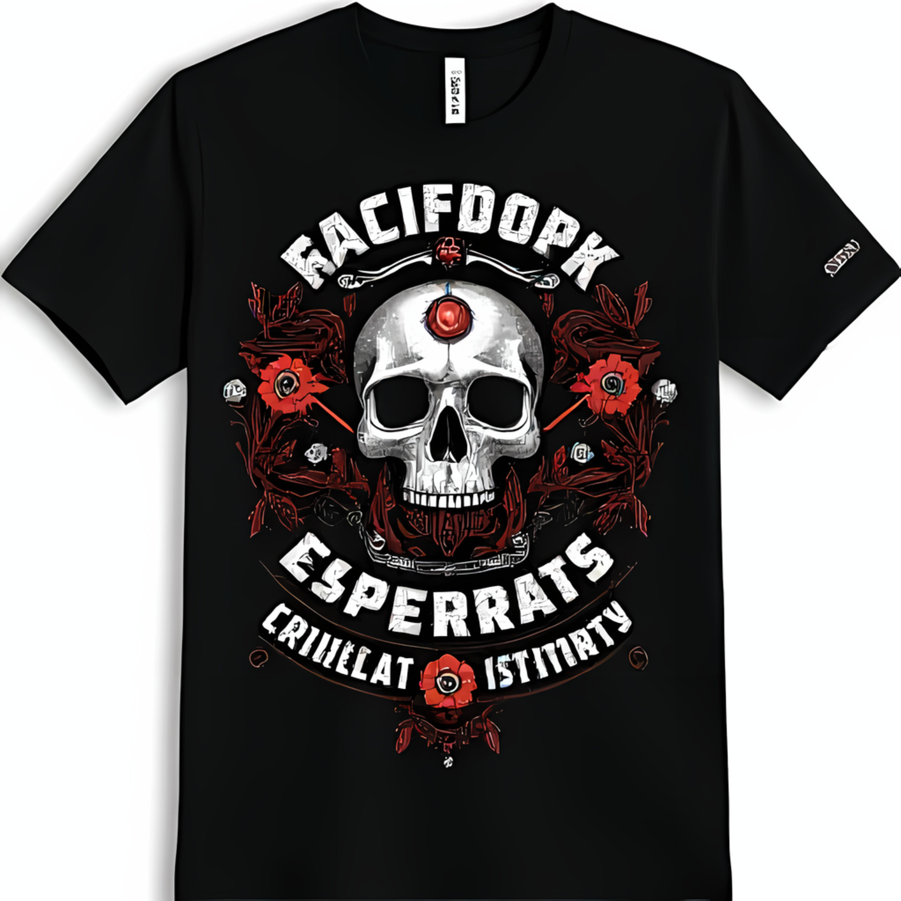 Black Gothic T-Shirt with Red Eye & Intricate Floral Design FACIFDORK ...