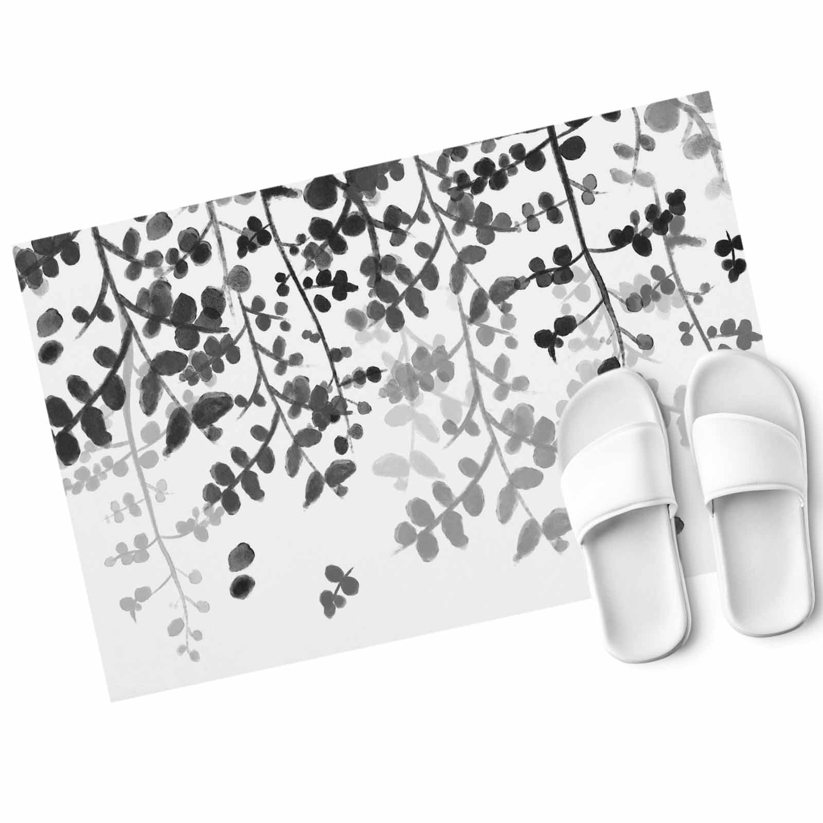 Black Gradient Leaf Door Mat Rustic Eucalyptus Leaves Farm Plants Non ...