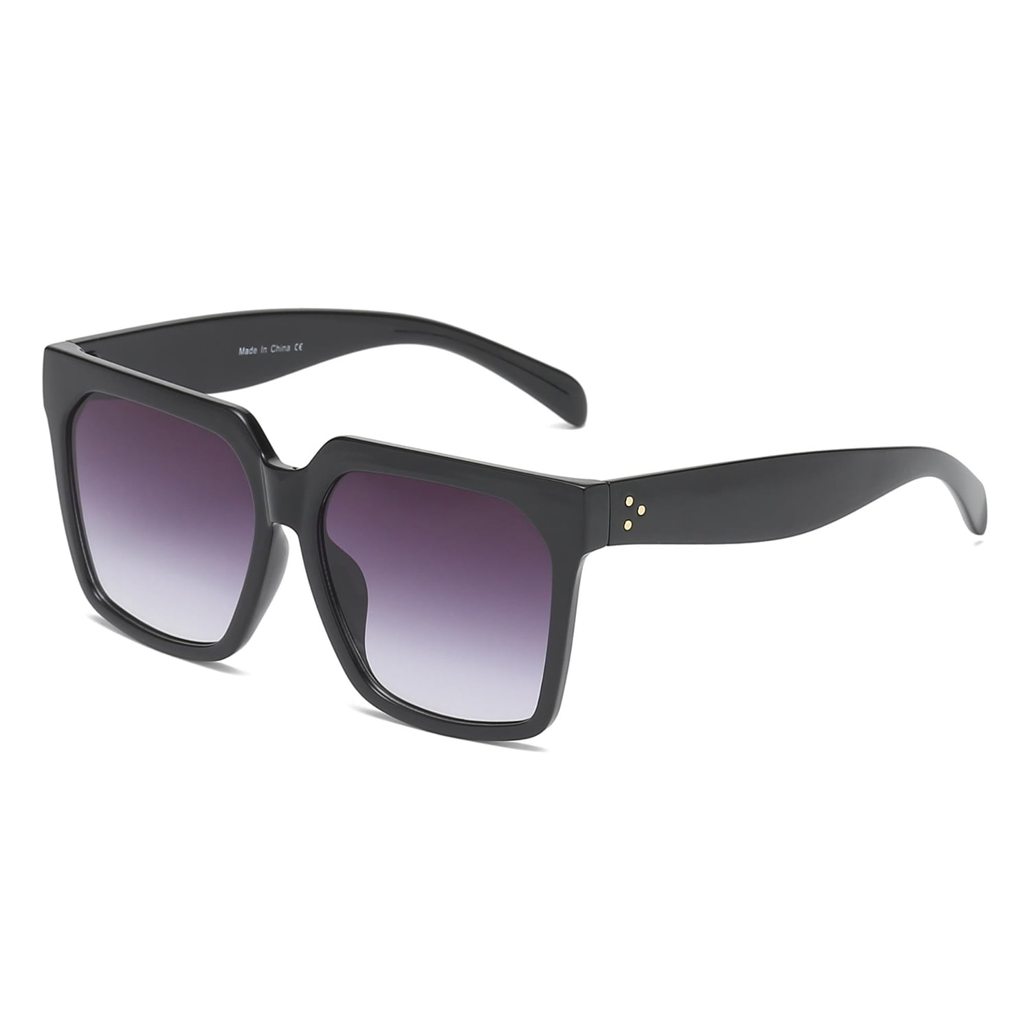 Black Gradient Lens Square Sunglasses - Stylish Temple Design UV ...