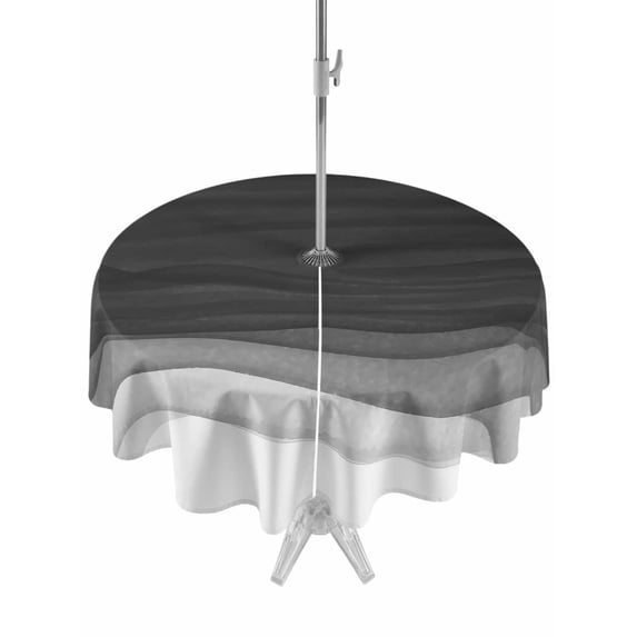 Black Gradient Round Outdoor Tablecloth with Umbrella Hole Watercolor ...