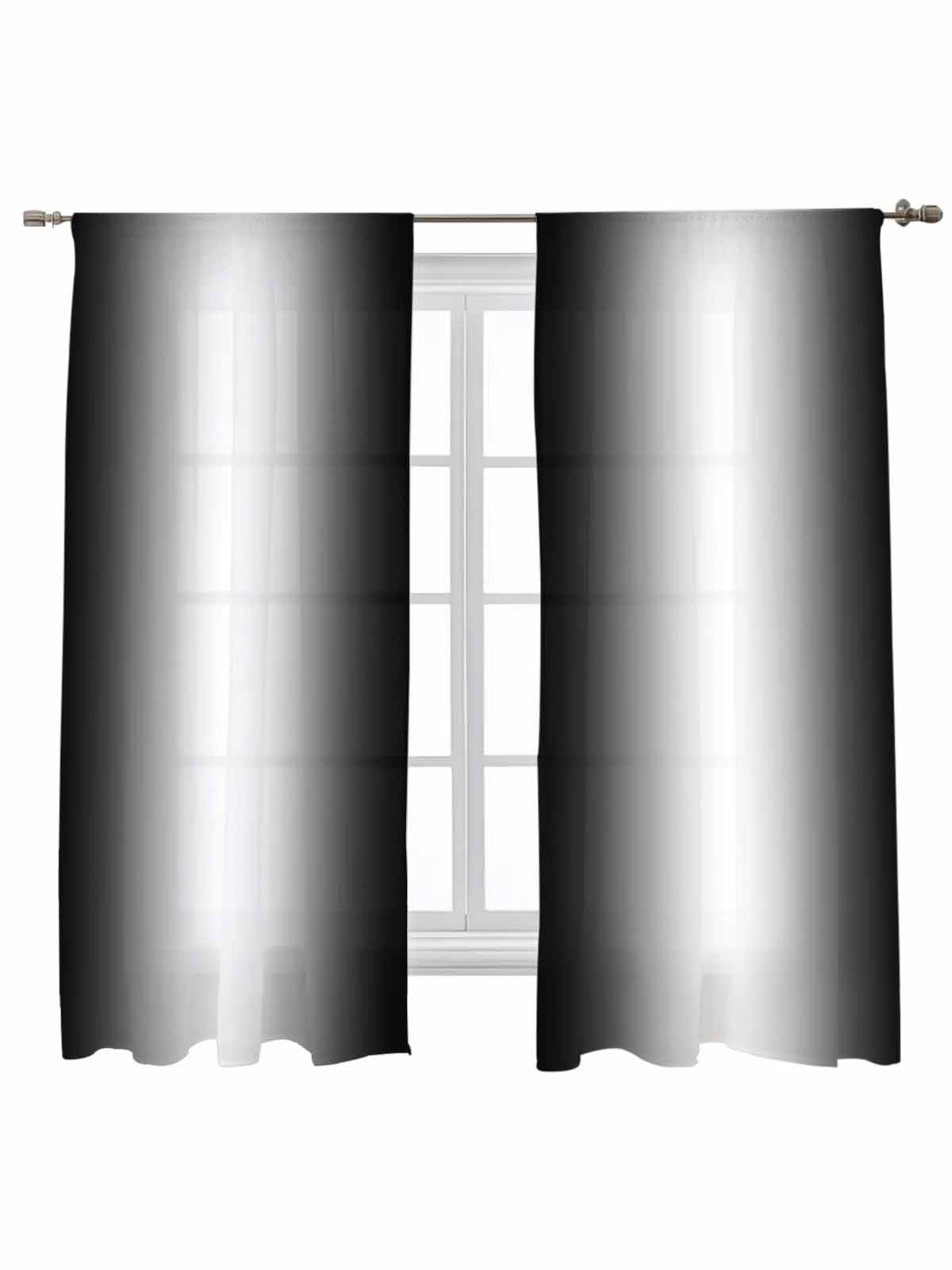 Black Gradient Sheer Curtains 63 Inch Long 2 Panels, Countryside ...