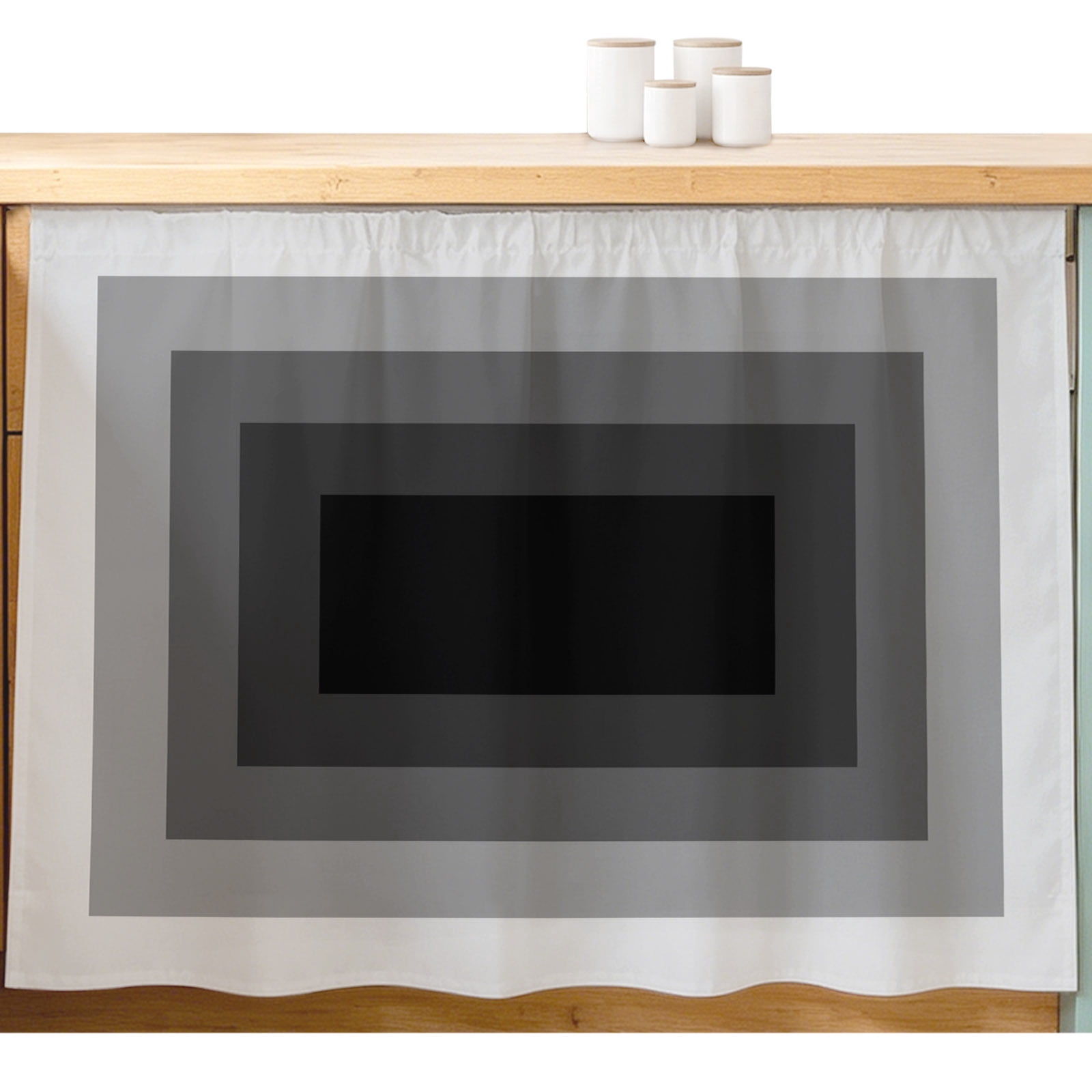 Black Gradient Squares Cabinet Curtains 10" W x 11" L, Softness Layers ...
