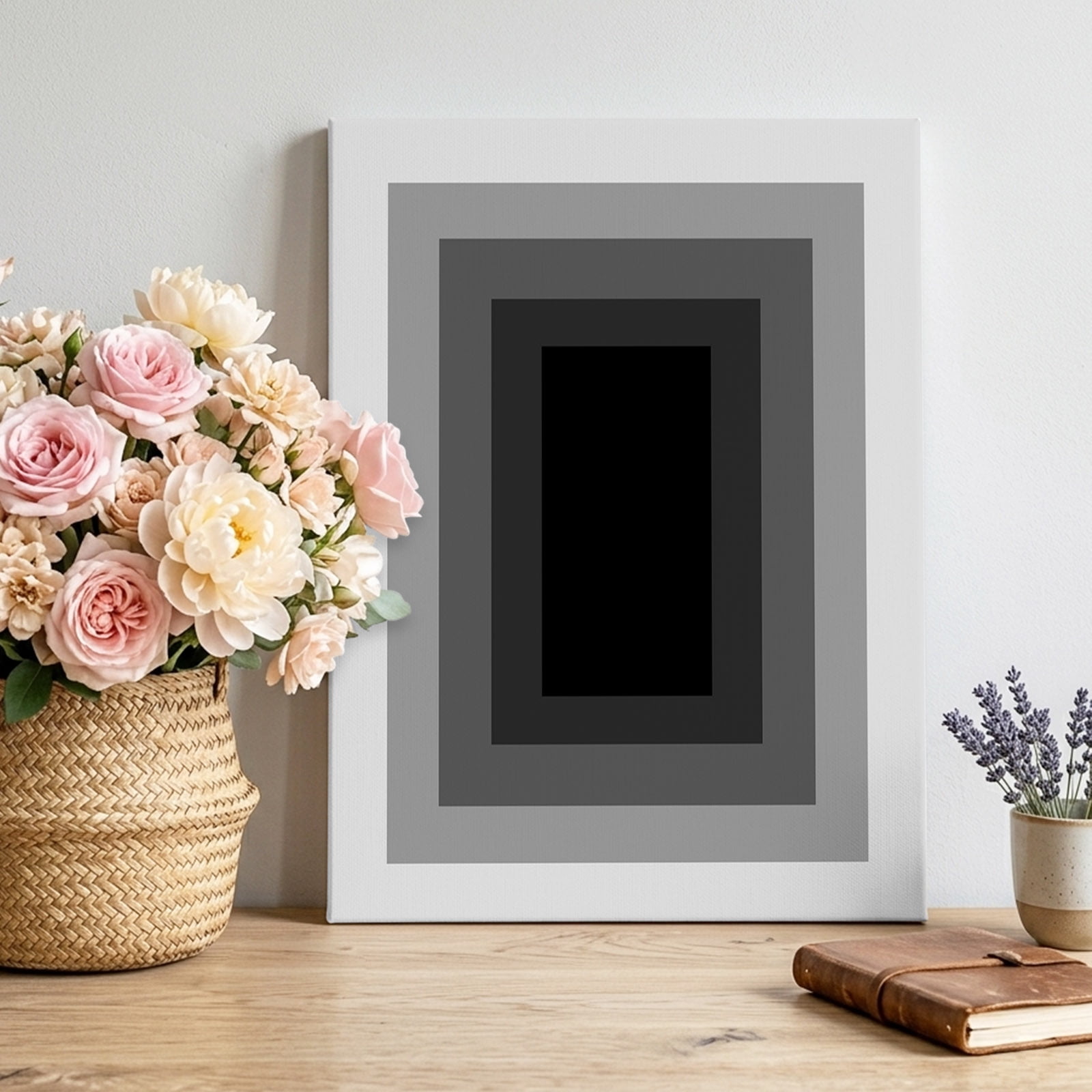 Black Gradient Squares Canvas Wall Art for Living Room, Softness Layers ...