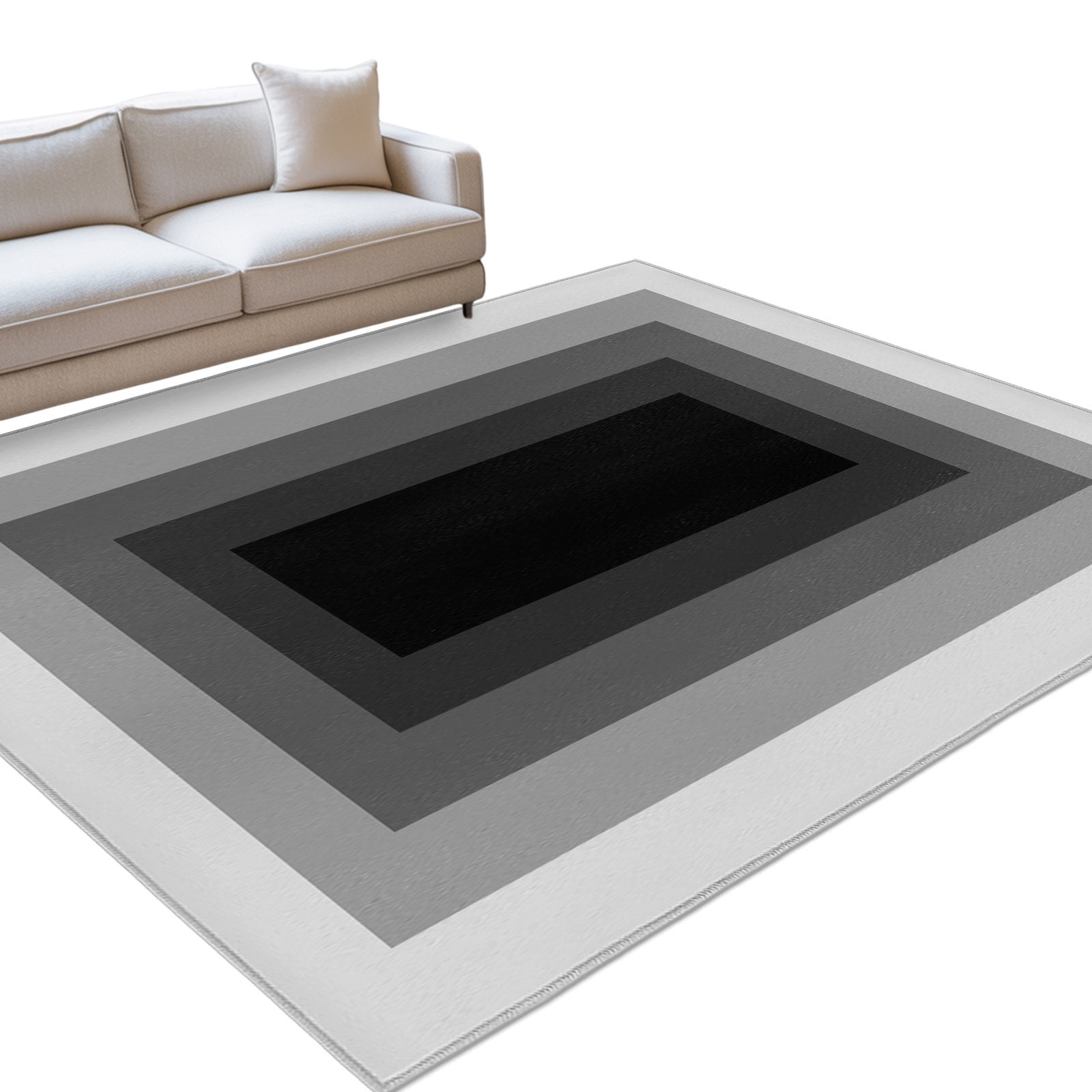 Black Gradient Squares Large Area Rugs 5x8ft Softness Layers Zen ...