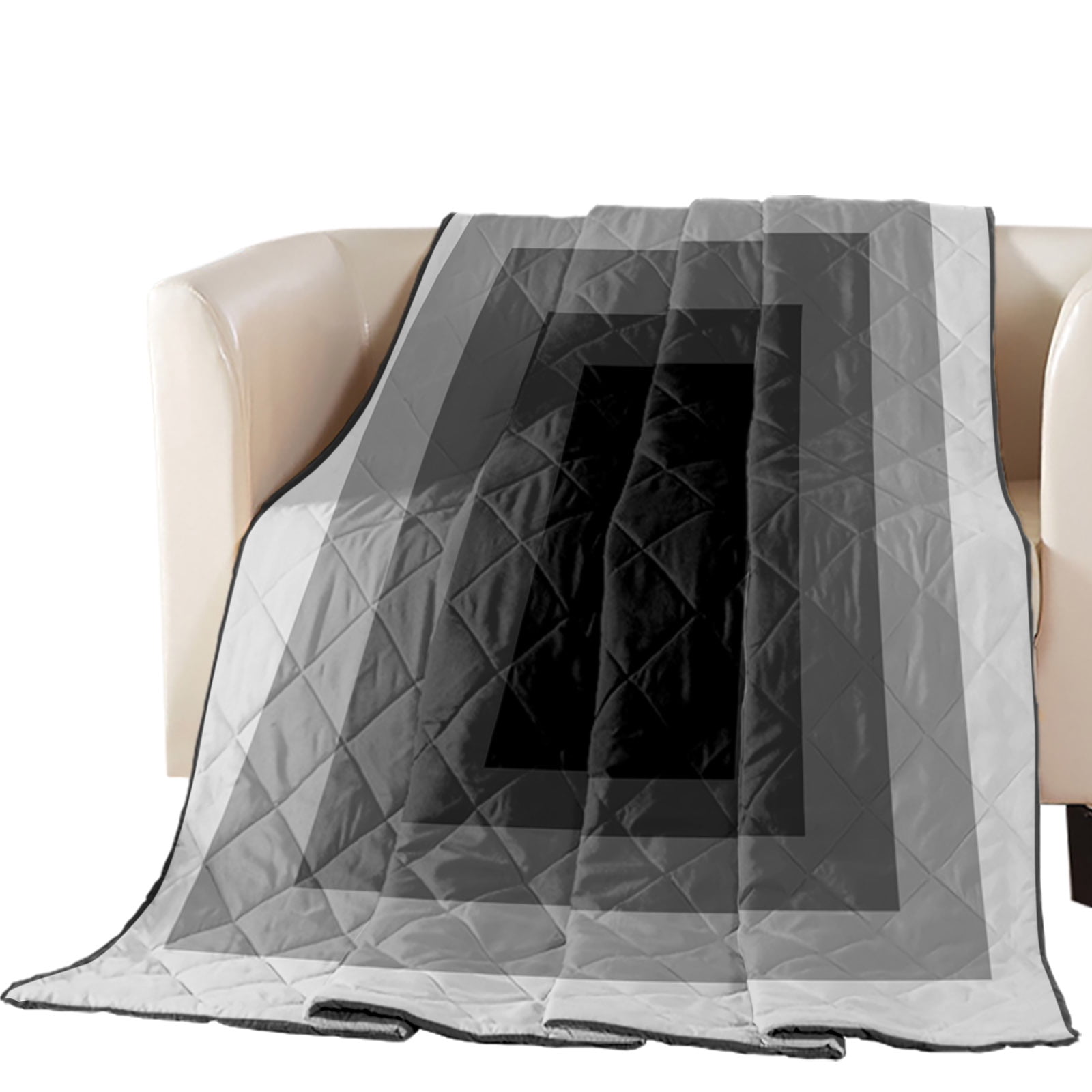 Black Gradient Squares Quilted Comforters Cooling Blanket California ...