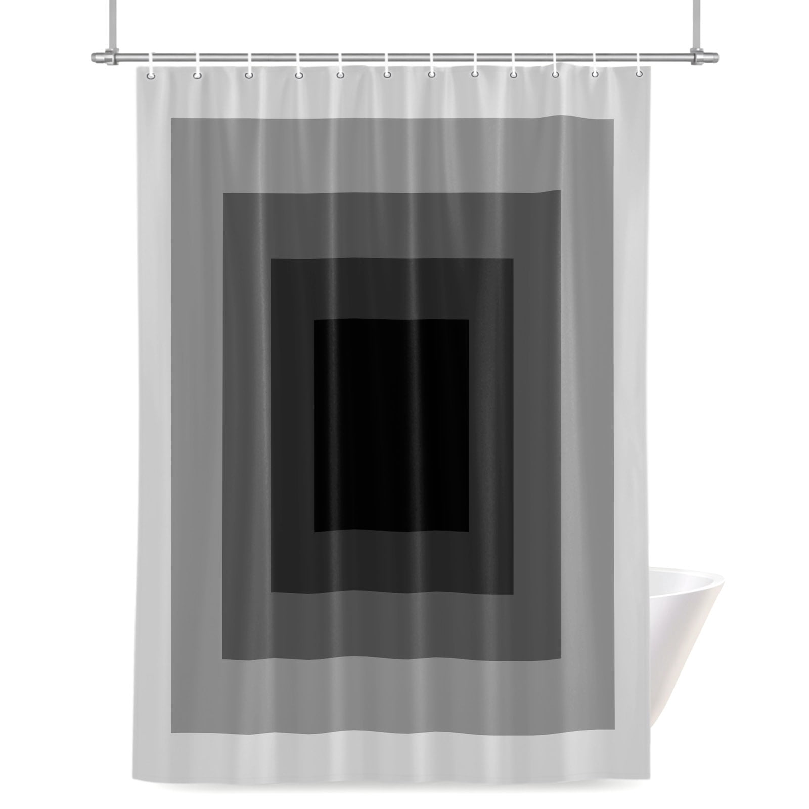 Black Gradient Squares Shower Curtain, Softness Layers Zen Geometric ...