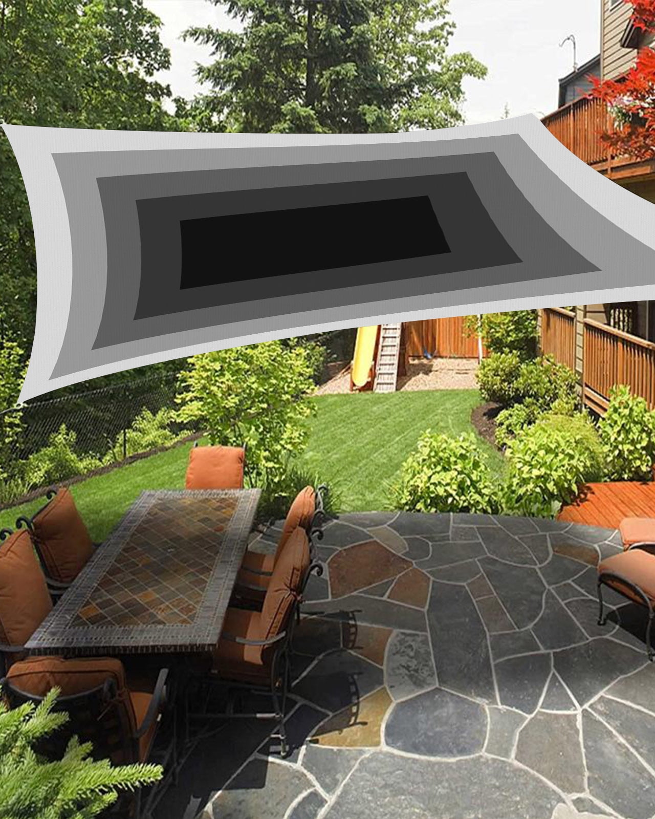 Black Gradient Squares Sun Shade Sail 8'X10' Softness Layers Zen ...