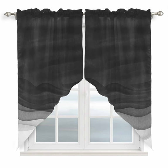 Black Gradient Swag Curtain Valance for Window 2 Panels Watercolor ...