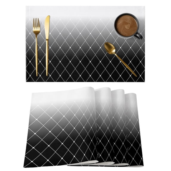 Black Gradient Texture Cotton Linen Placemats Set of 1, Rhombus ...