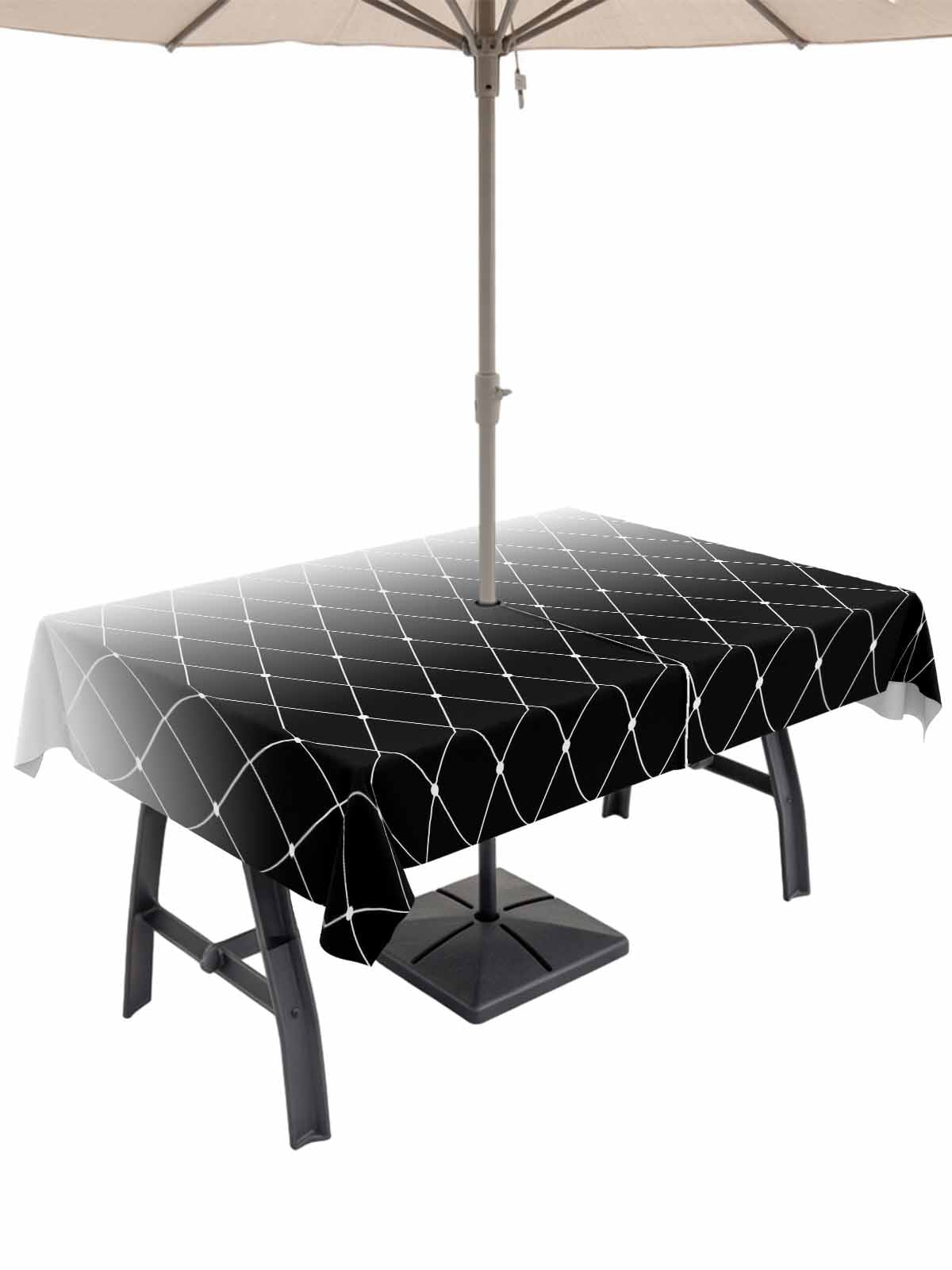 Black Gradient Texture Rectangle Outdoor Tablecloth with Umbrella Hole ...