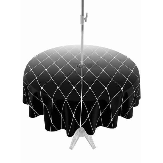 Black Gradient Texture Round Outdoor Tablecloth with Umbrella Hole ...