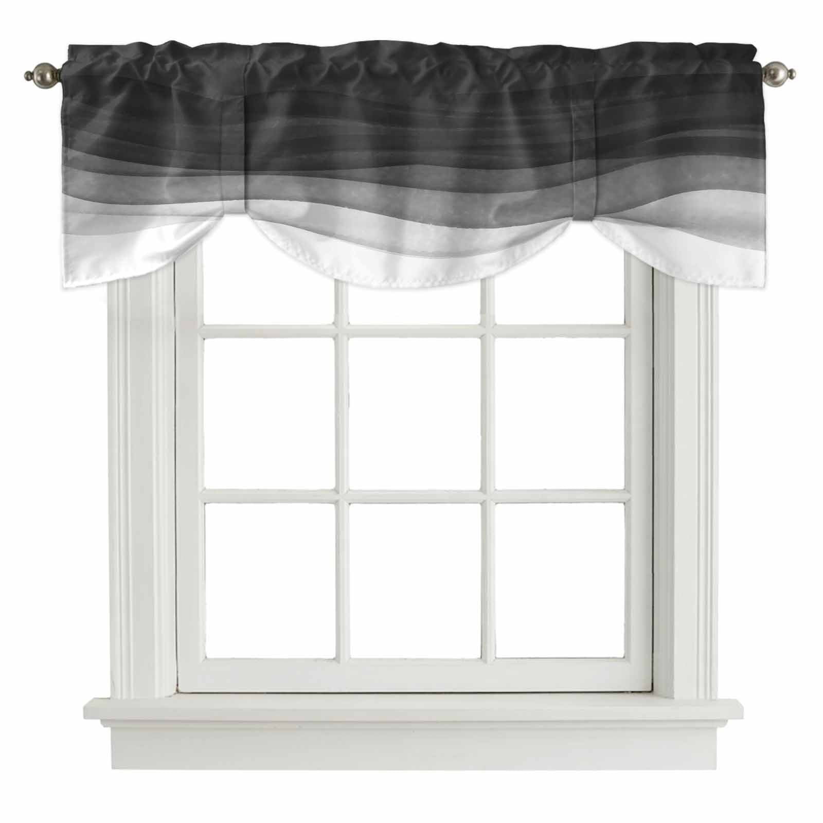 Black Gradient Tie Up Valance Curtains Watercolor Abstract Black ...