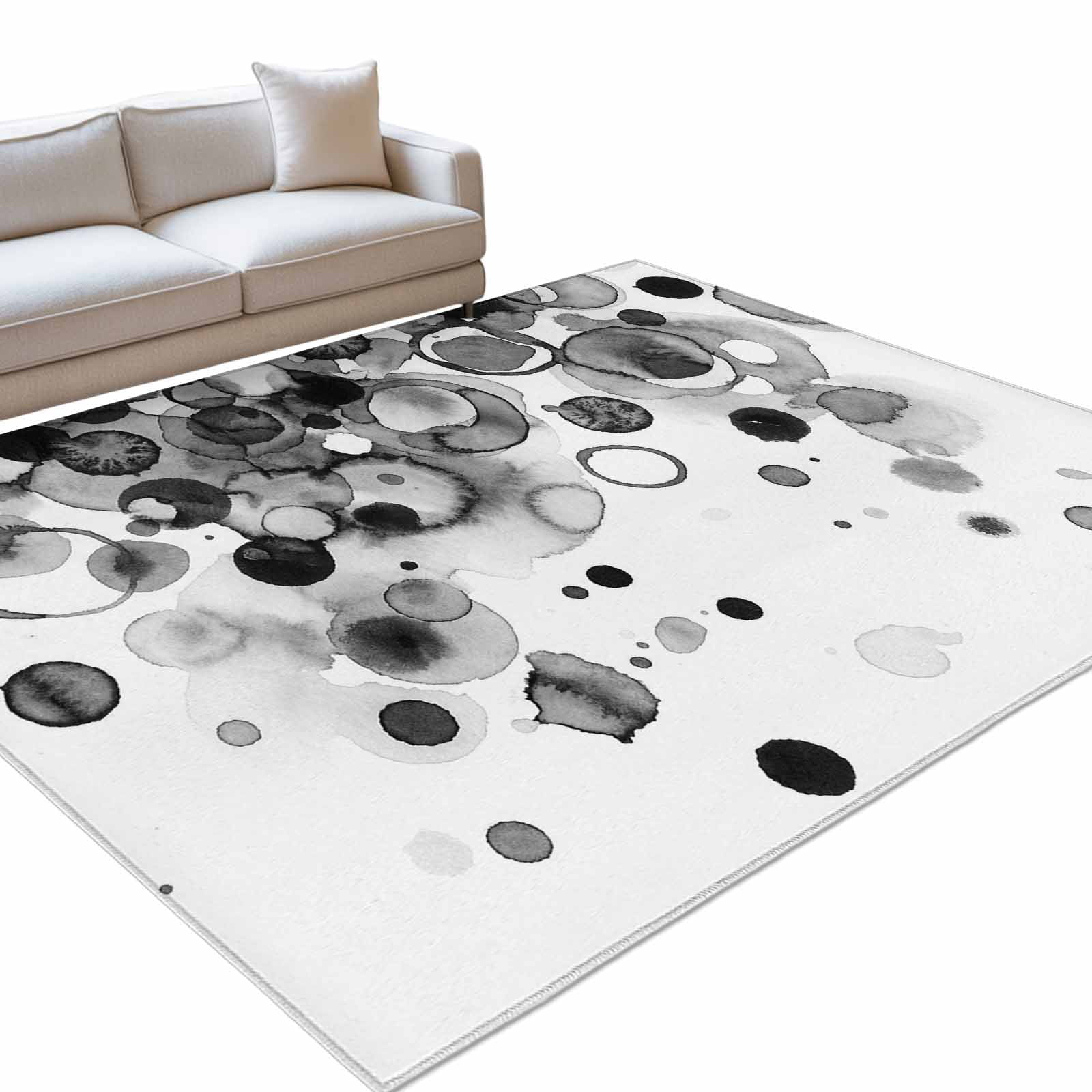 Black Gradient Washable Rug 2.7x5 Area Rug for Living Room Bedroom Non ...