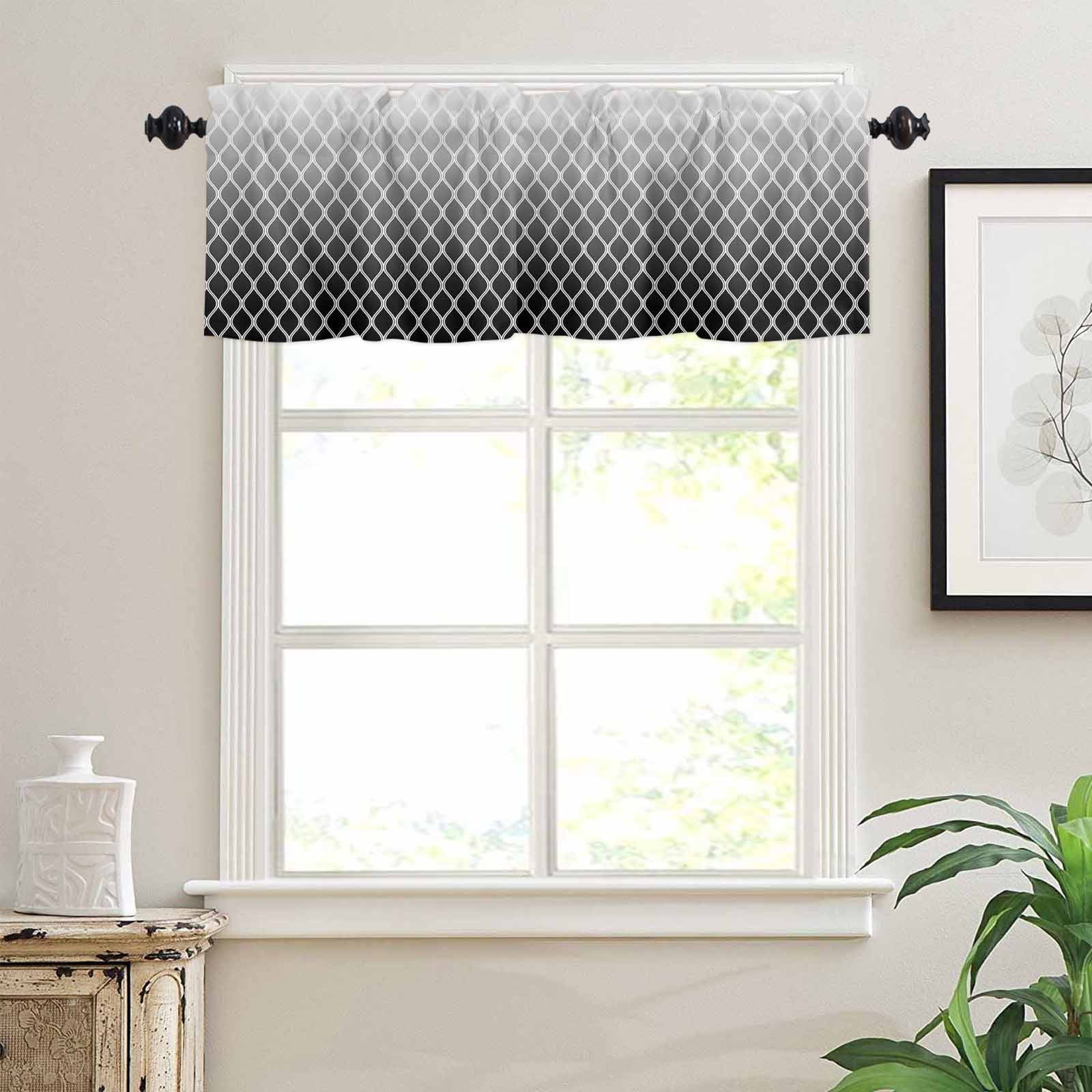 Black Gradient Window Valances for Kitchen, Abstract Modern Line ...