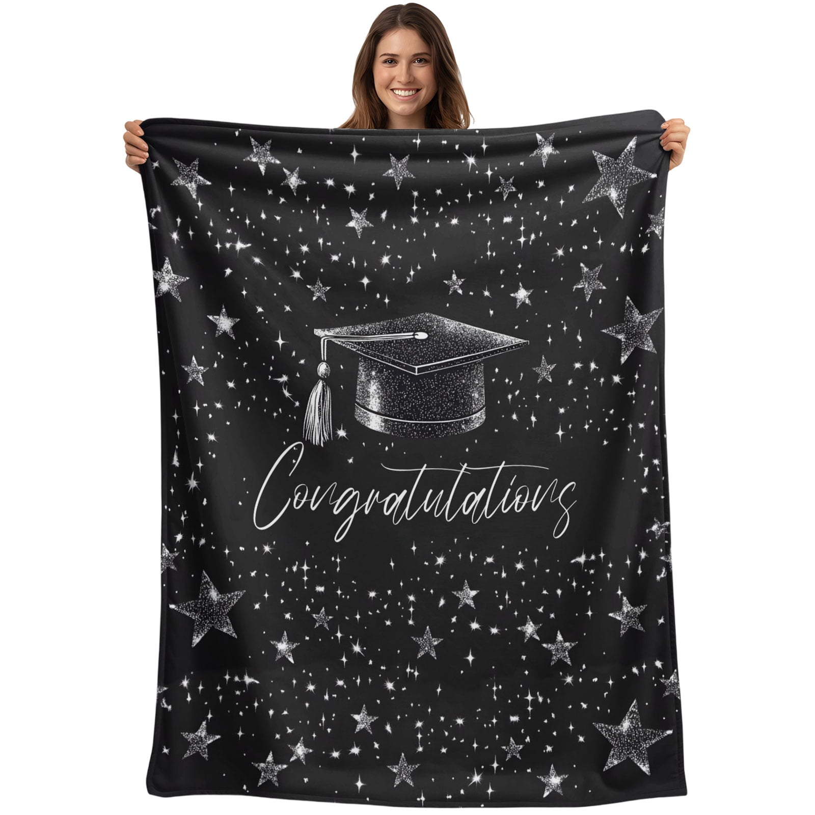 Black Graduation Cap Blanket Soft Cozy Warm Throw Blanket for Couch ...