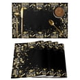 Black Graduation Cap Cotton Linen Placemats Set of 2, Gold Stars ...