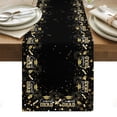Black Graduation Cap Cotton Linen Table Runner Gold Stars Academic ...