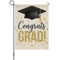 Black Graduation Cap Garden Flags For Outdoor, Gold Glitter Vintage ...