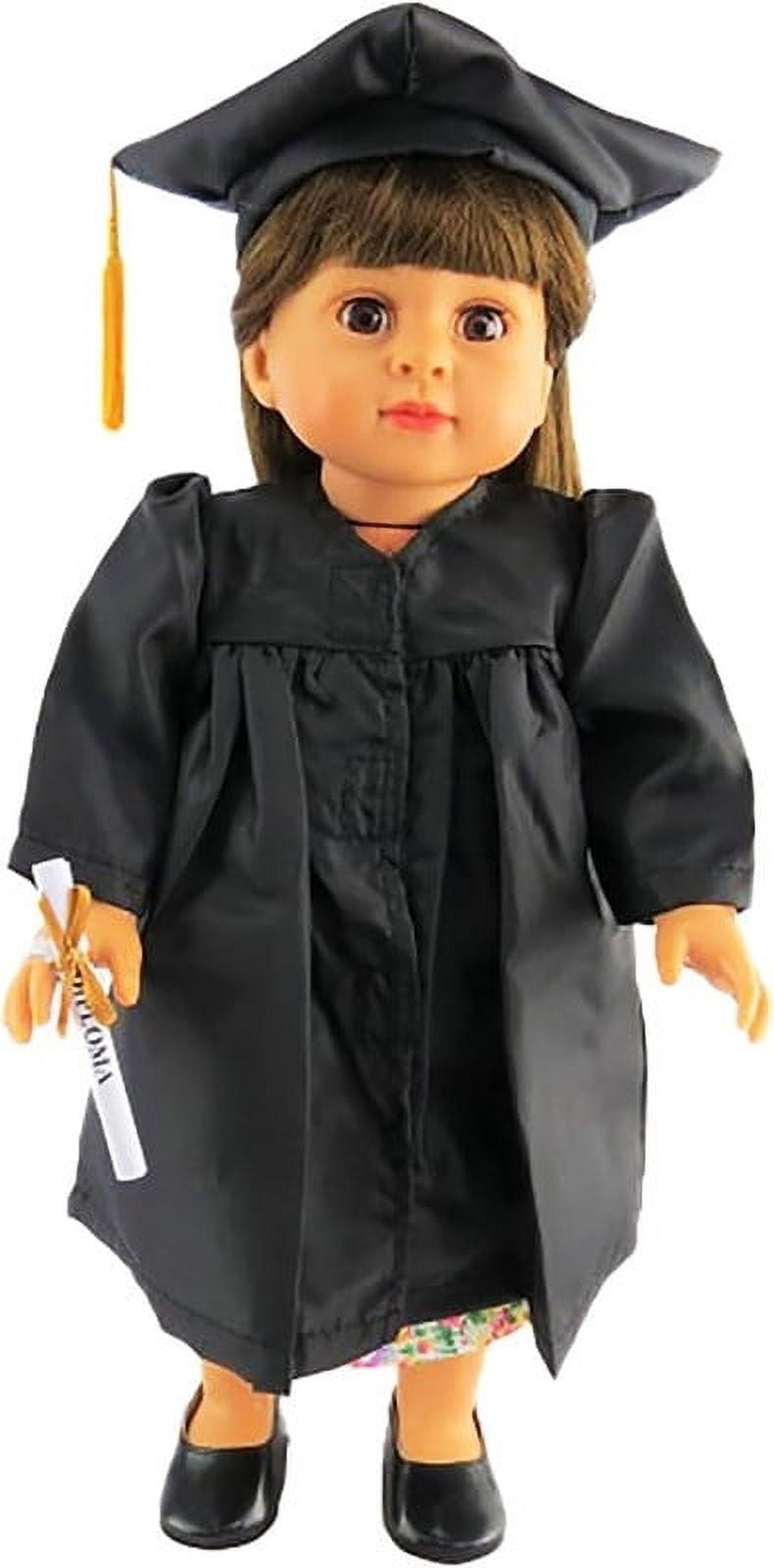 Black Graduation Gown, Cap, and Diploma Outfit for 18 Inch Dolls ...